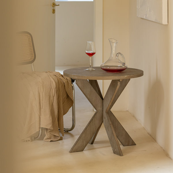 Ophelia & Co. Flora Farmhouse Cross Leg end Table, French Country Round Side Table & Reviews ...